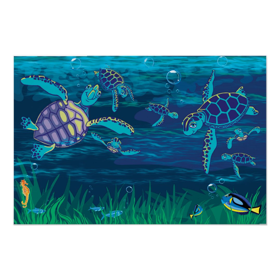 Fun Sea Turtles Poster | Zazzle