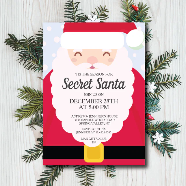 FUN Secret Santa Gift Exchange Party Invitation | Zazzle