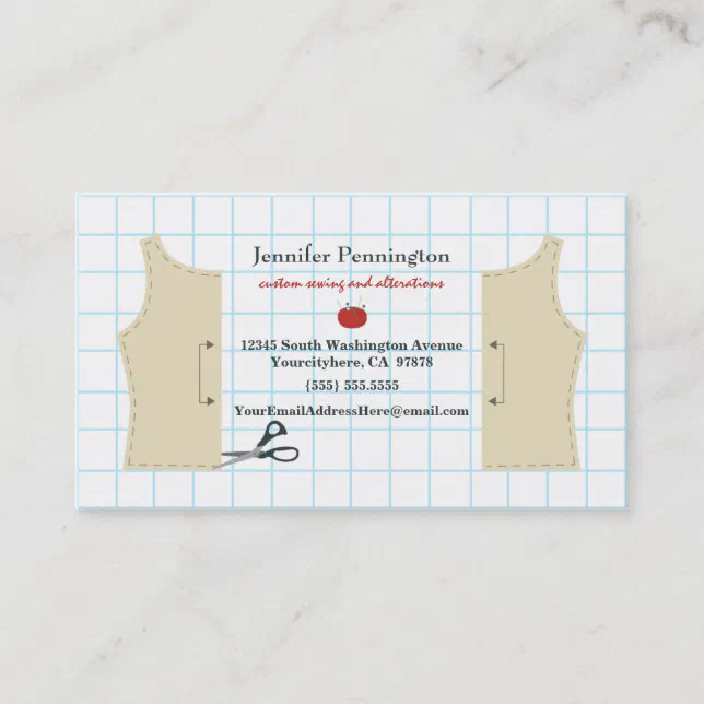 Fun sewing and alterations business card template | Zazzle