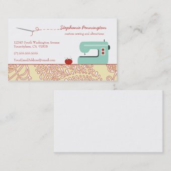Fun sewing fashion design customized business card | Zazzle