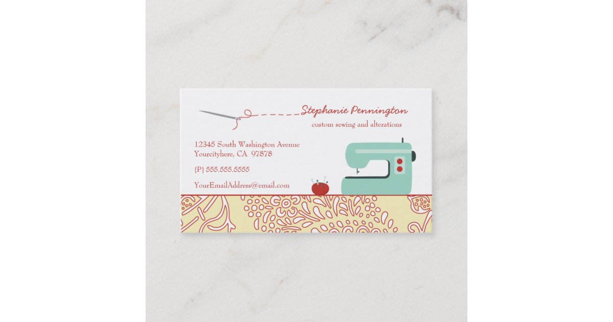 Fun sewing fashion design customized business card | Zazzle