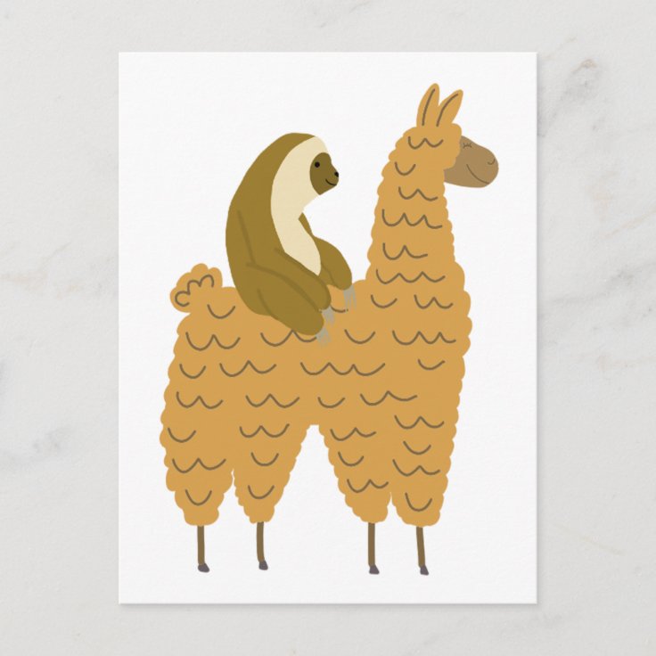 Fun Sloth Riding a Llama Postcard | Zazzle