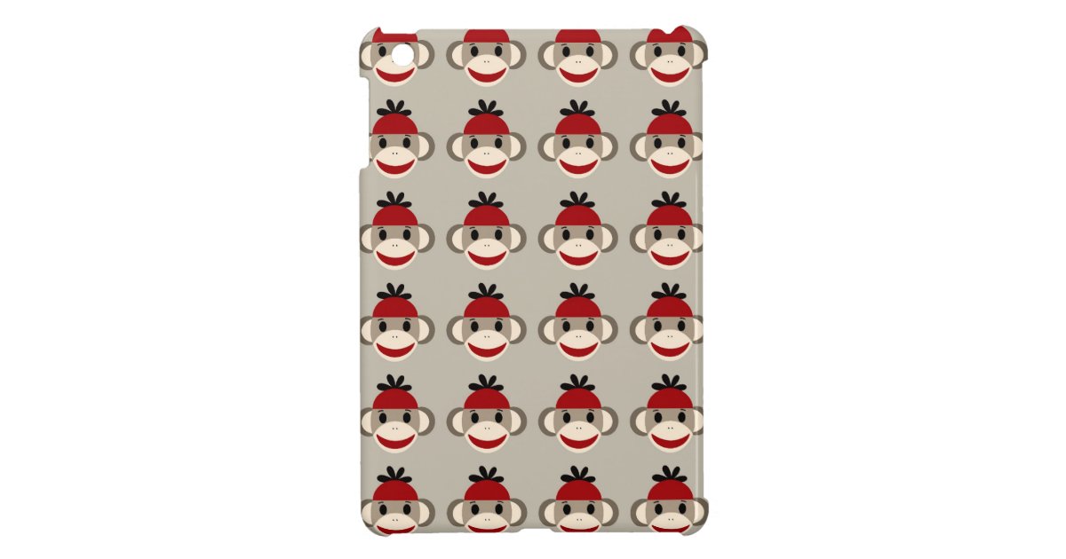 Fun Smiling Red Sock Monkey Happy Patterns Cover For The iPad Mini | Zazzle
