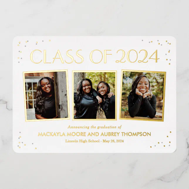 Fun Snapshots Foil Graduation Photo Invitation Foil Invitation | Zazzle
