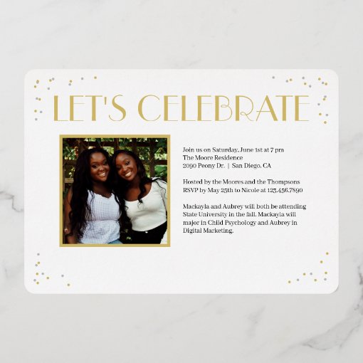 Fun Snapshots Foil Graduation Photo Invitation Foil Invitation | Zazzle