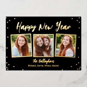 Fun Snapshots Foil Happy New Year Card | Zazzle