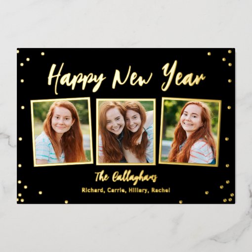 Fun Snapshots Foil Happy New Year Card | Zazzle