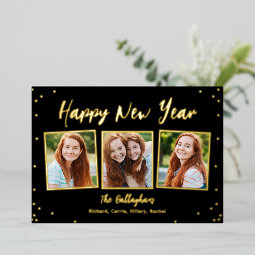 Fun Snapshots Foil Happy New Year Card | Zazzle