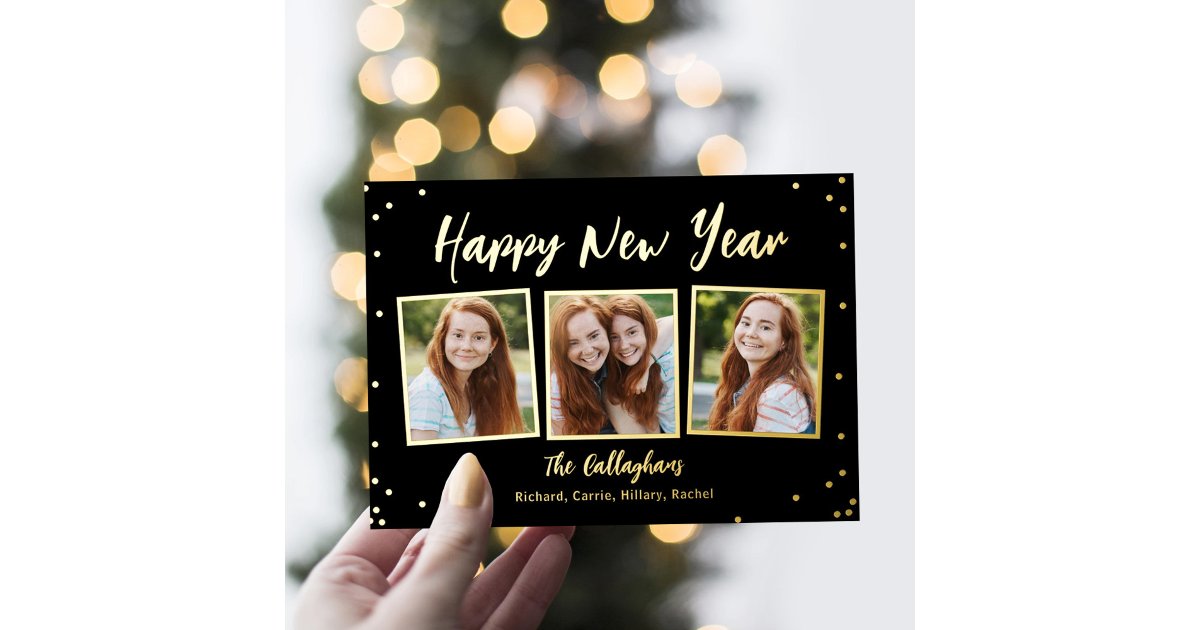 Fun Snapshots Foil Happy New Year Card | Zazzle