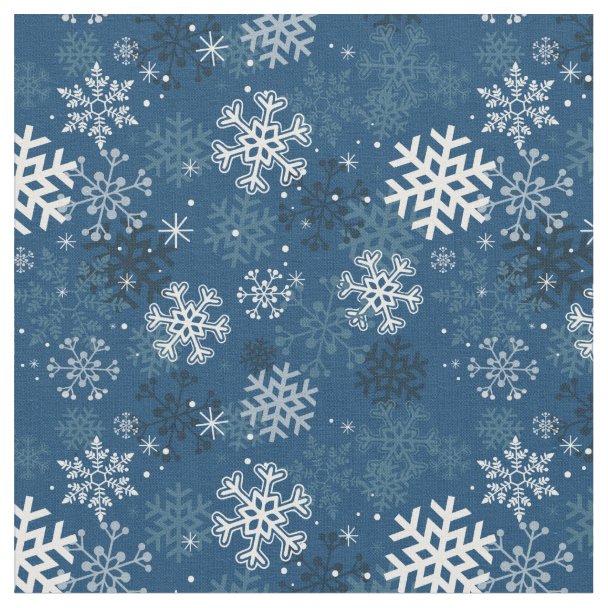 Snowflake Sparkle Blue and White Winter Fabric | Zazzle