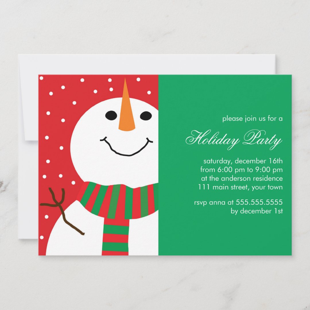 Fun Snowman Christmas Party Invitation | Zazzle