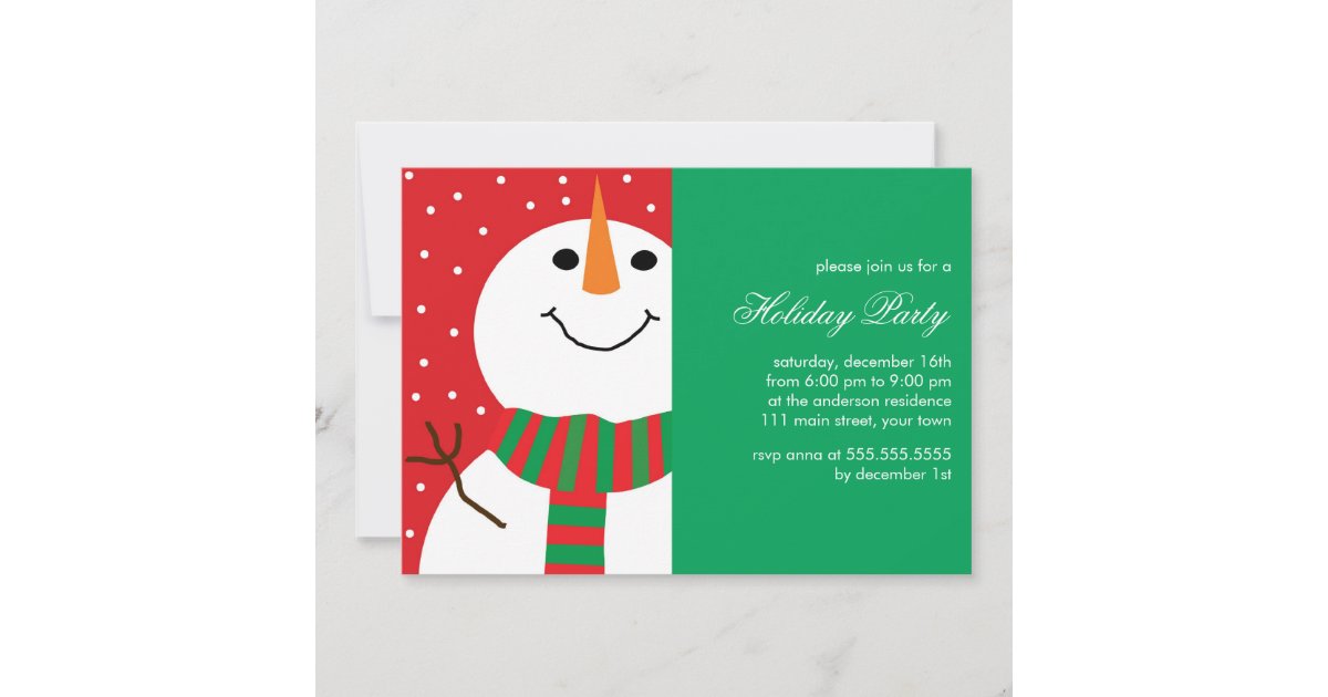 Fun Snowman Christmas Party Invitation | Zazzle