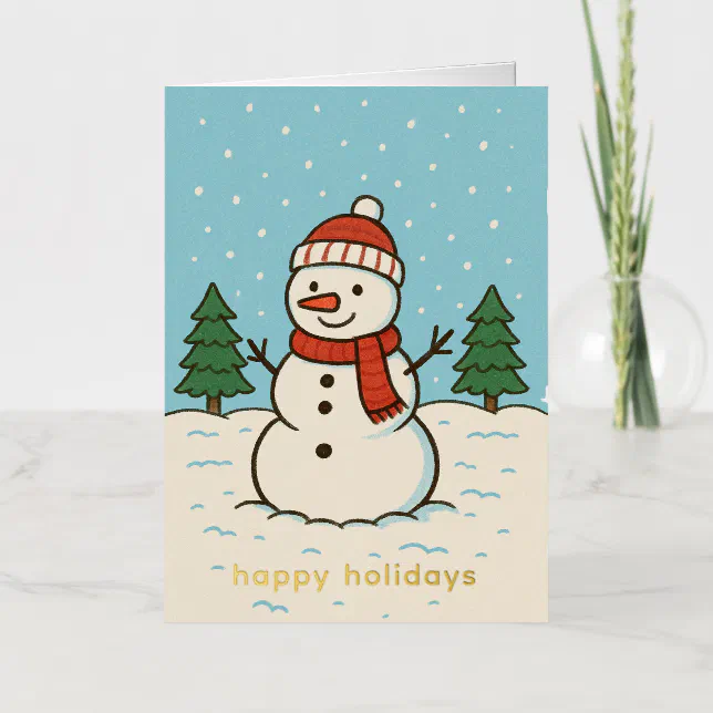 Fun Snowman Cute Christmas Foil Holiday Card | Zazzle