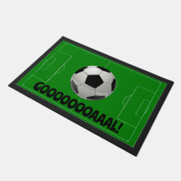 Fun Soccer Ball + Green Pitch GOAL! (Football) Doormat | Zazzle