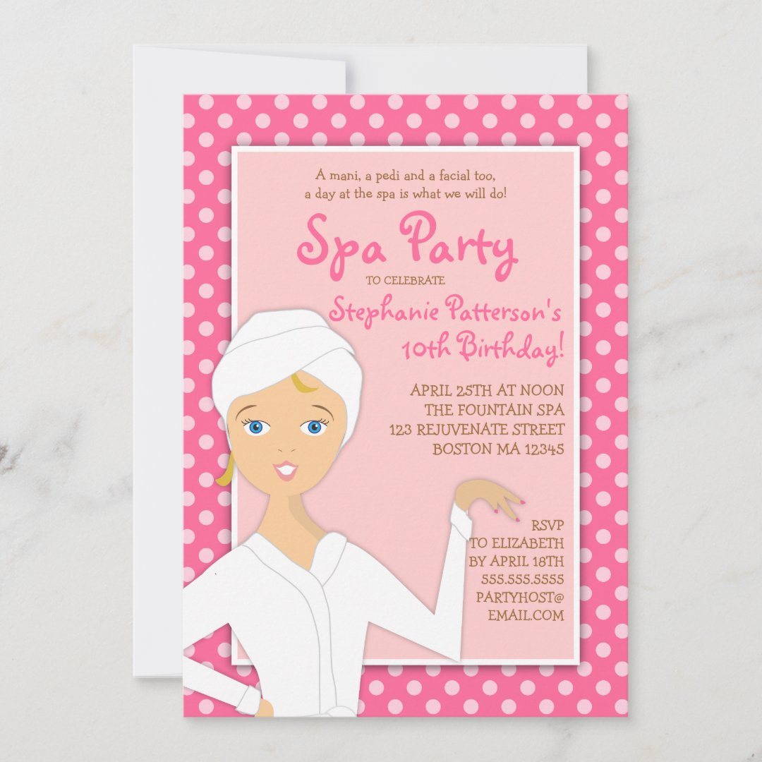 Fun Spa Girl Birthday Spa Party Invitation | Pink | Zazzle