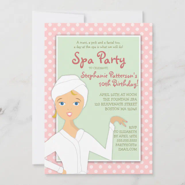 Fun Spa Girl Birthday Spa Party Invitation | Pink | Zazzle