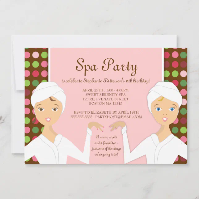 Fun Spa Girl Birthday Spa Party Invitation | Pink | Zazzle