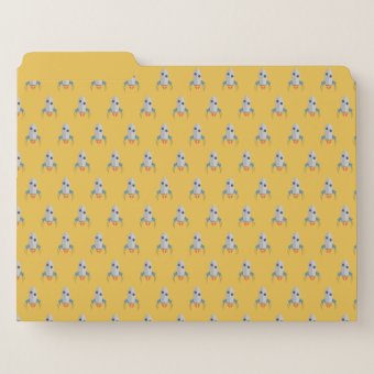 Fun Space Rocket Ship Yellow Blue Set File Folder | Zazzle