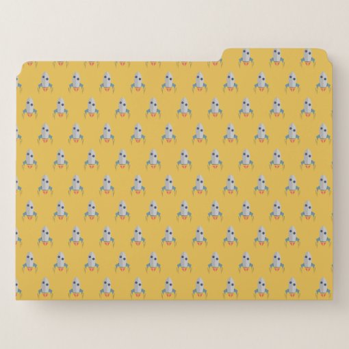 Fun Space Rocket Ship Yellow Blue Set File Folder | Zazzle