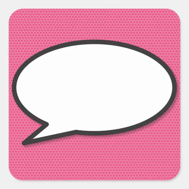 Fun Speech Bubble Pink Modern Comic Book Square Sticker | Zazzle