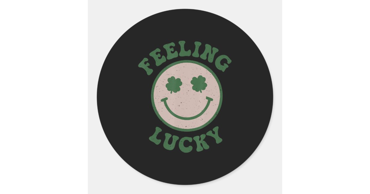 Fun St Patrick Day Feeling Lucky Smile Face Meme Classic Round Sticker ...