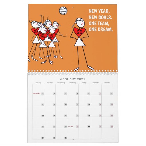 Fun Stick Figures Inspirational Quotes Netball Calendar | Zazzle