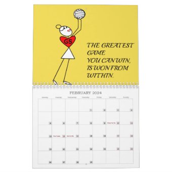 Fun Stick Figures Inspirational Quotes Netball Calendar | Zazzle