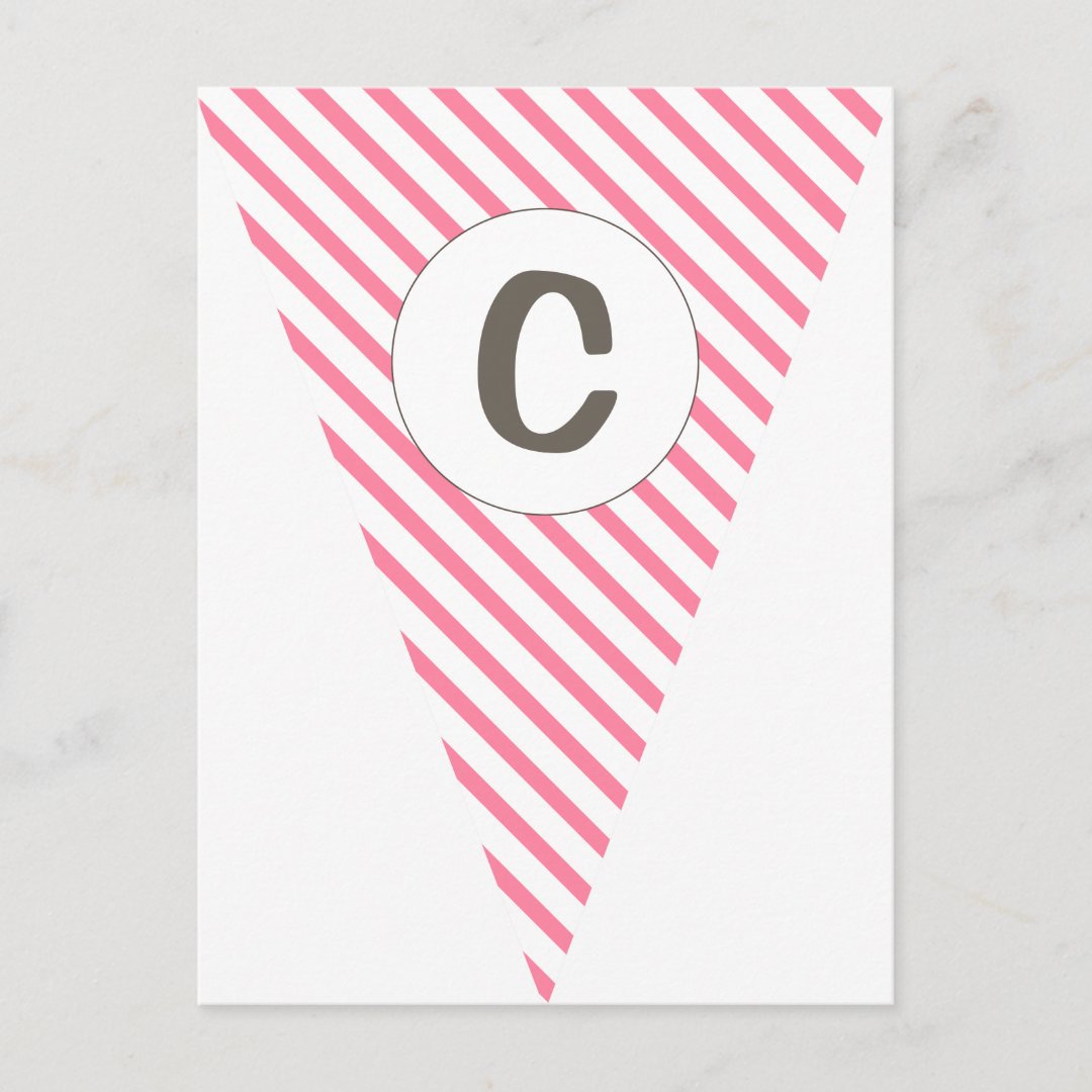 Fun Stripe Hot Pink Customizable Flag Bunting Postcard | Zazzle