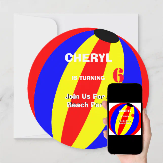 Fun Summer Beach Ball Personaliized Invitation | Zazzle