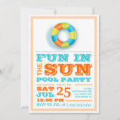 Fun Sun Pool Party Colorful Retro Invitation | Zazzle