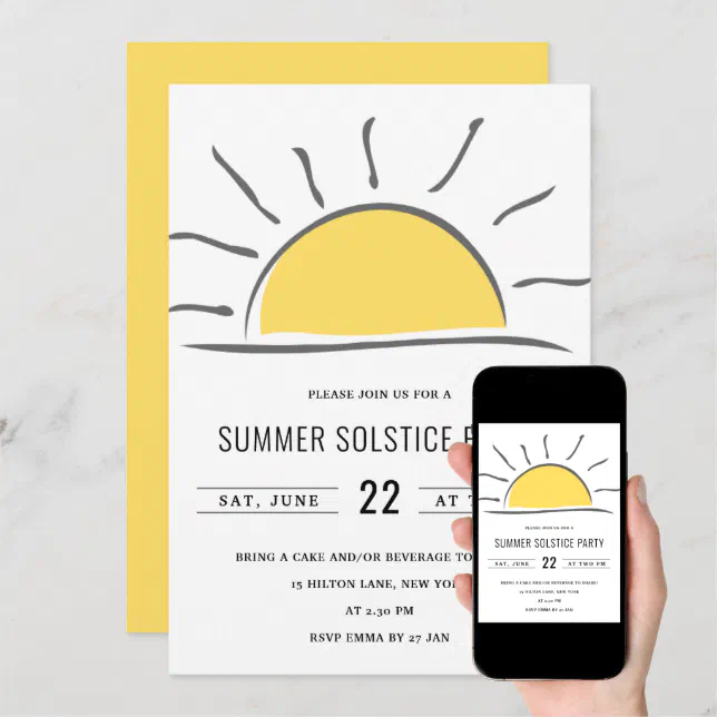Fun Sun Summer Solstice Party Invite | Zazzle