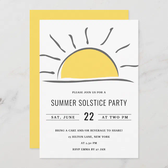 Fun Sun Summer Solstice Party Invite | Zazzle