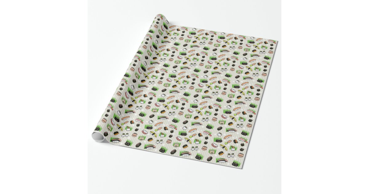 Fun Sushi Characters Pattern Wrapping Paper | Zazzle