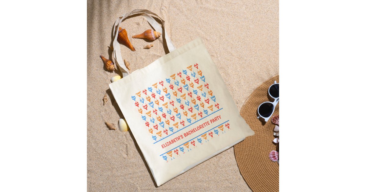 Fun Swimsuit Pool Party Personalized Bachelorette Tote Bag | Zazzle