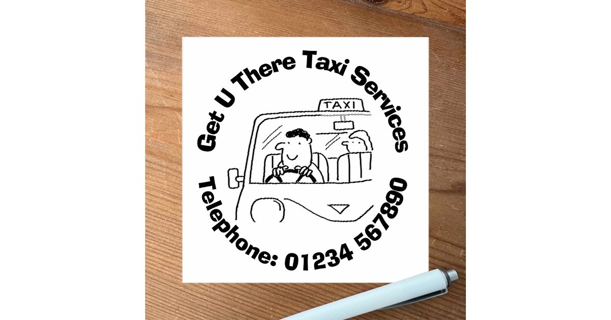 Fun Taxi Driver for Taxi Company Business. Rubber Stamp | Zazzle