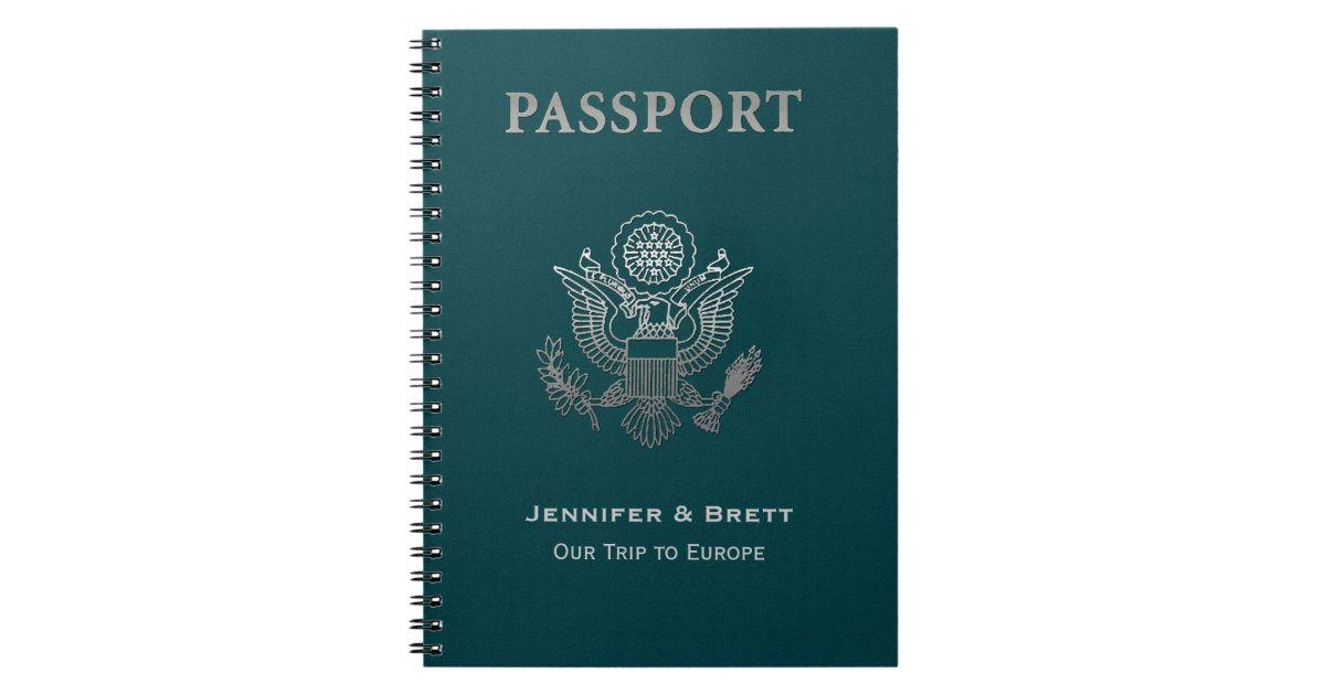 Fun Teal Passport Custom Notebook | Zazzle