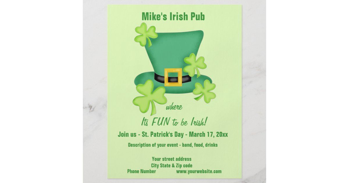Fun to be Irish St. Patrick's Business Promotion Flyer | Zazzle