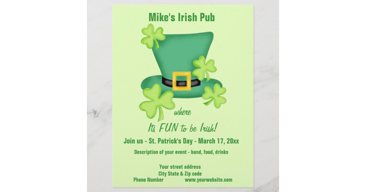 Fun to be Irish St. Patrick's Business Promotion Flyer | Zazzle