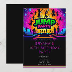 Fun Trampoline JUMP Party Birthday Invitation | Zazzle