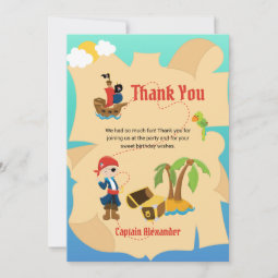 Fun Treasure Map Pirate Boy Custom Thank You Card | Zazzle