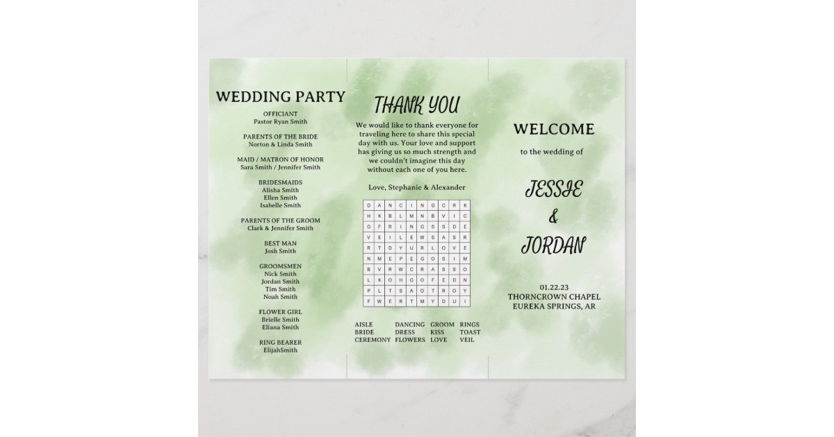 Fun Tri-Fold Wedding Program Flyer | Zazzle