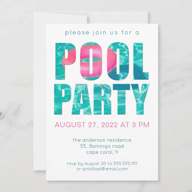 Fun Tropical Pool Party Invitation | Zazzle