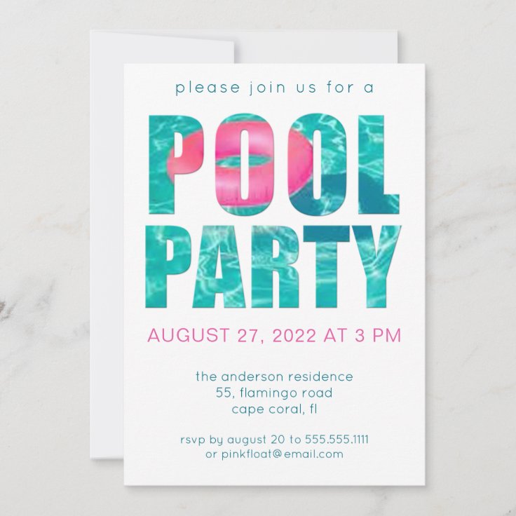 Fun Tropical Pool Party Invitation | Zazzle