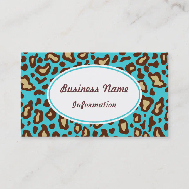 Fun Turquoise Animal Print Business Card | Zazzle