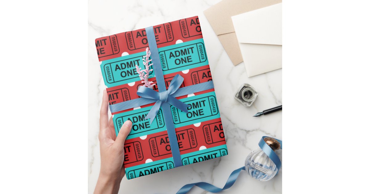Fun two color movie ticket party pattern wrap wrapping paper | Zazzle