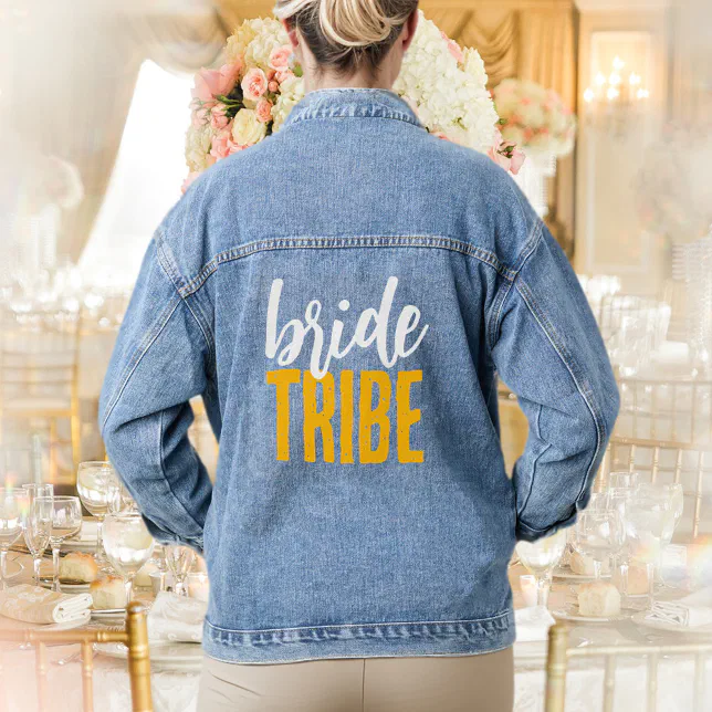Fun Typography Bachelorette Stagette Bride Tribe Denim Jacket | Zazzle