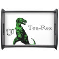 Fun Tyrannosaurus Rex drinking tea: A Tea-Rex… Serving Tray | Zazzle