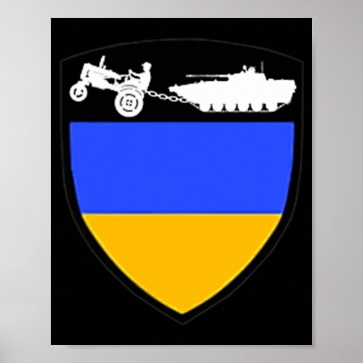 Fun Ukraine Farmer Tractor Towing Tank Meme Poster | Zazzle