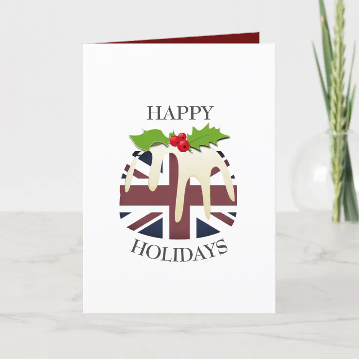 Fun | UNION JACK | Christmas Pudding Holiday Card | Zazzle