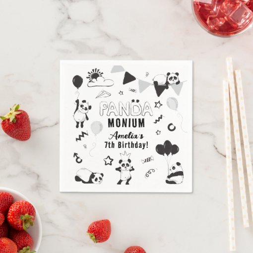 Fun Unisex Panda-Monium Kids Birthday Party Napkins | Zazzle